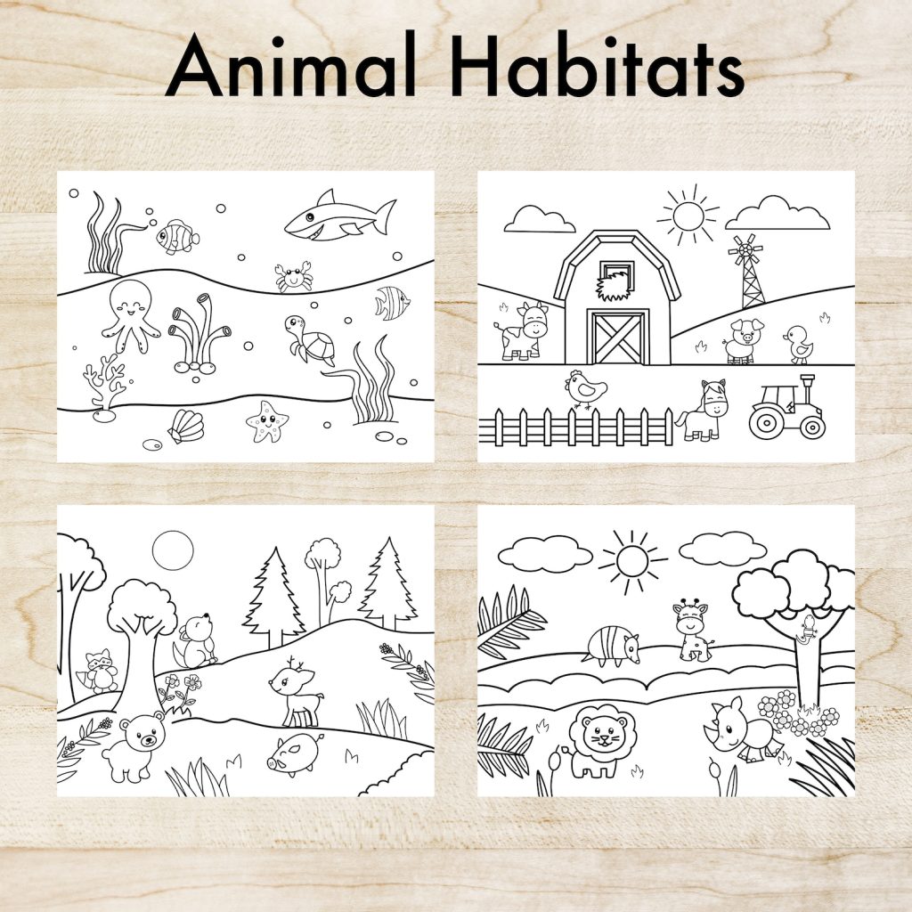Coloring Pages Animal Habitats - Printable Templates