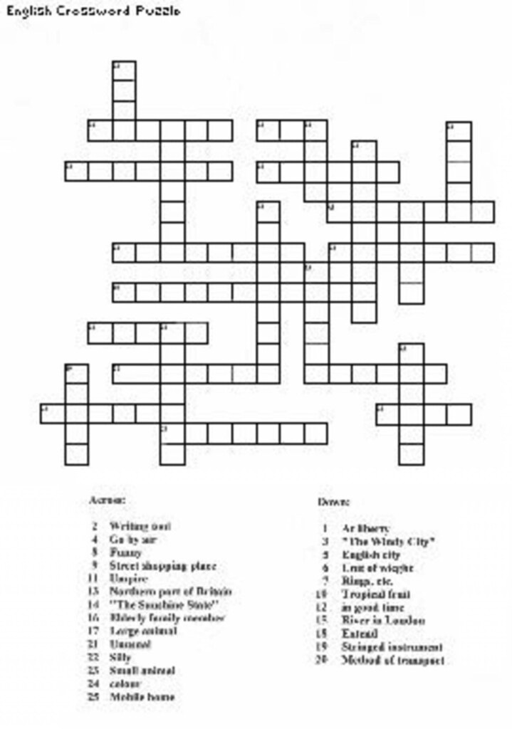 Free Easy Crossword Puzzles Printable - Printable Templates