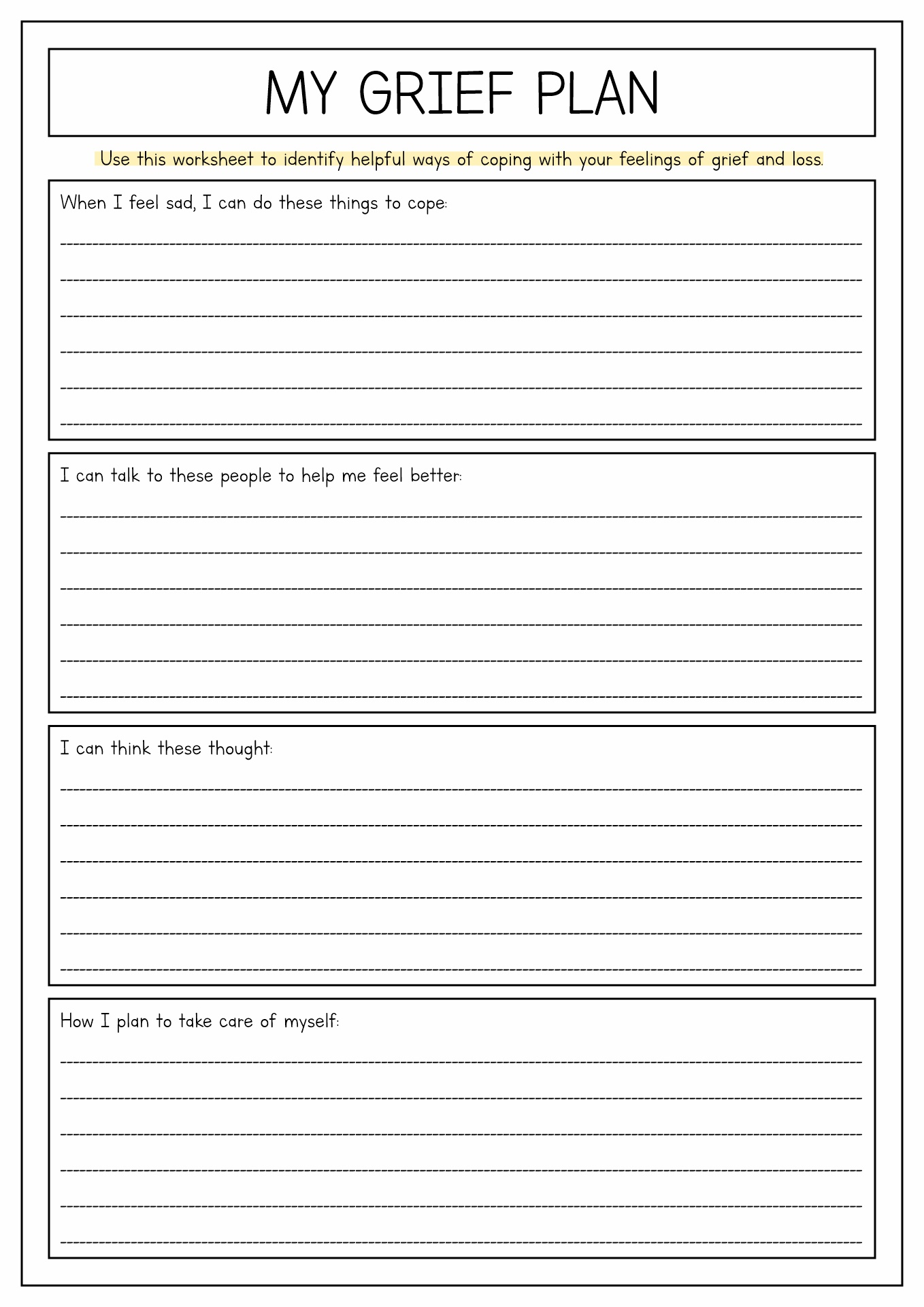 Free Printable Grief Activities For Kids Pdf - Printable Templates