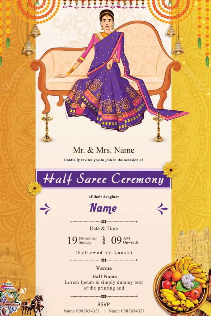 Invitation Template For Half Saree Function - Printable Templates