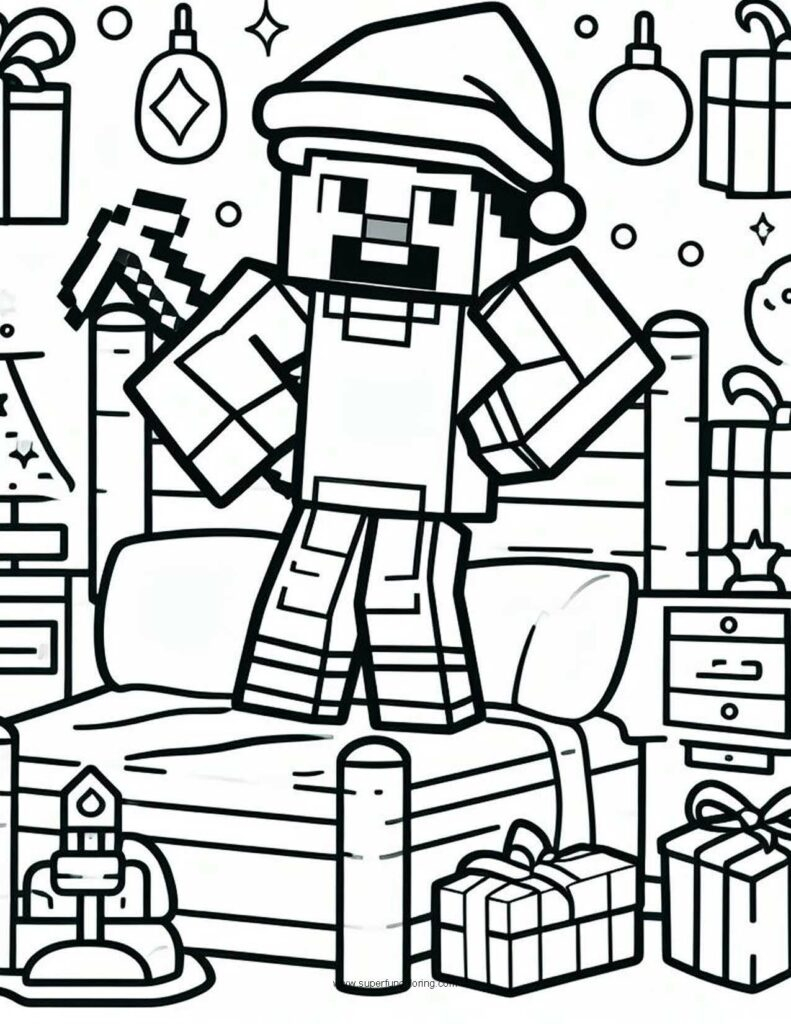 Printable Minecraft Christmas Coloring Pages - Printable Templates